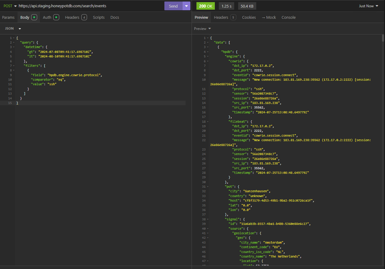 Querying with the Search API - HoneypotDB Documentation Querying with the Search API - HoneypotDB Documentation